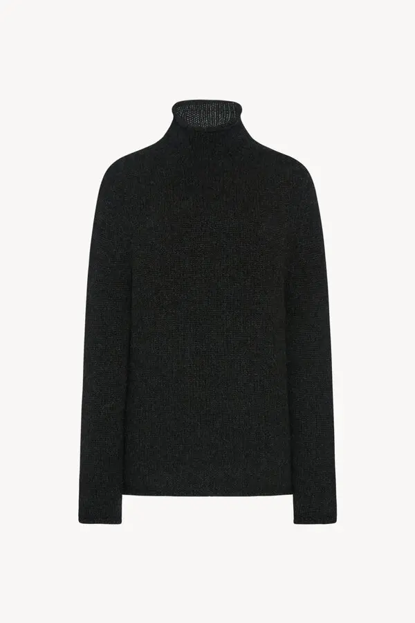 THE ROW Mariam Turtleneck In Cashmere - Charcoal Melange