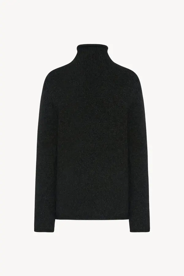 THE ROW Mariam Turtleneck In Cashmere - Charcoal Melange