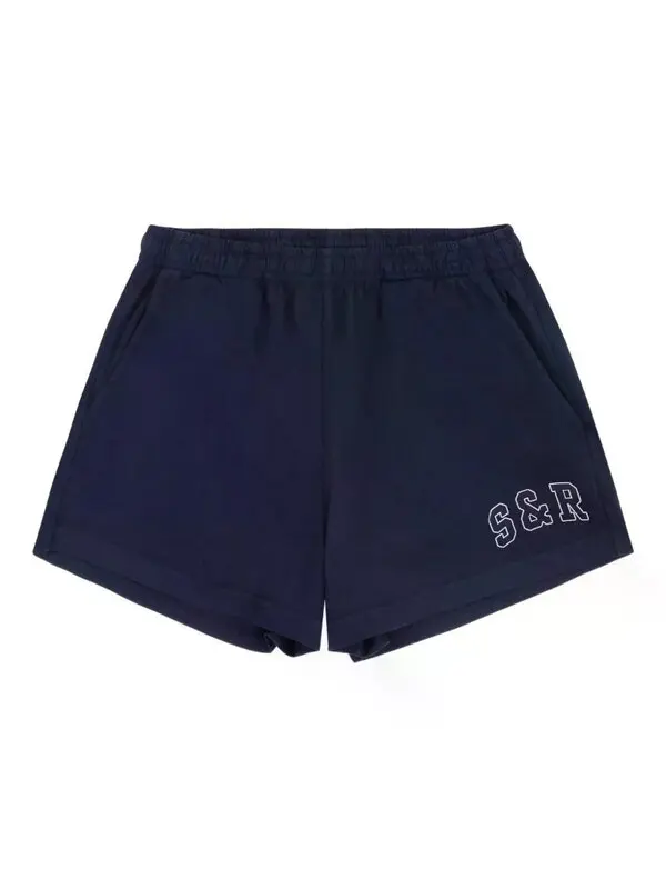 SPORTY & RICH Embroidered Elasticated Shorts - Blue