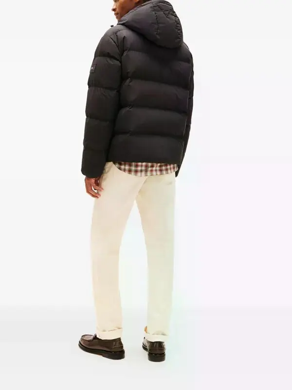 Tommy Hilfiger Hooded Logo-patch Padded Jacket - Black