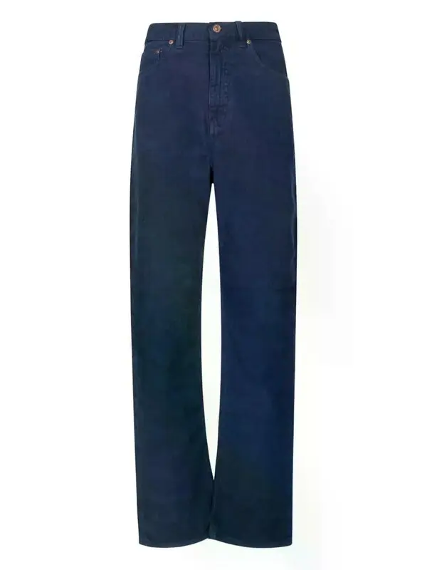 Victoria Beckham Corduroy-effect Jeans With Logo Patch - Blue