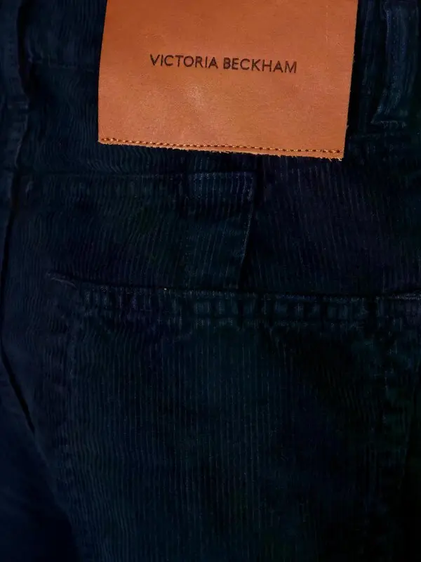 Victoria Beckham Corduroy-effect Jeans With Logo Patch - Blue