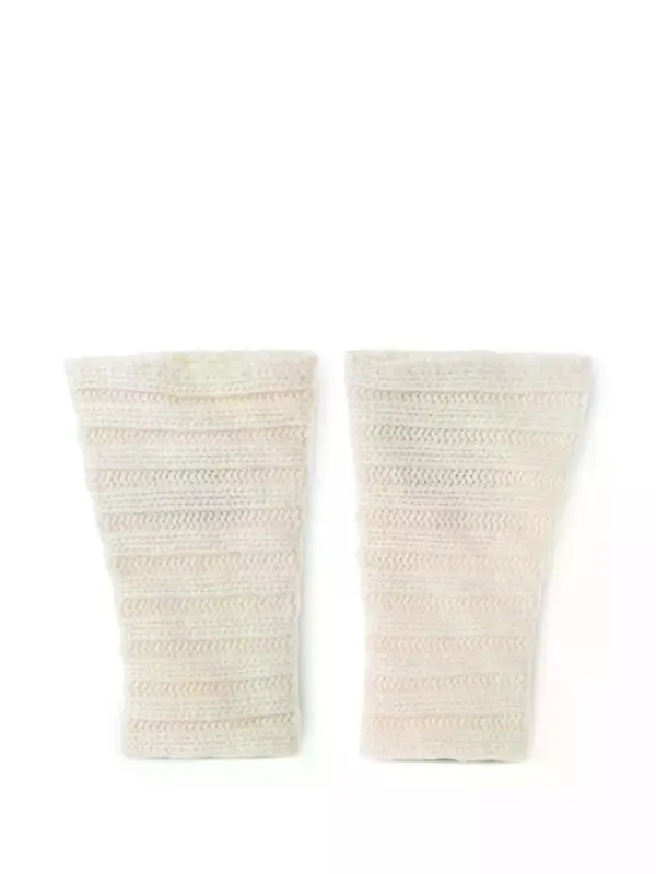 LISA YANG Ribbed Fingerless Gloves - Neutrals