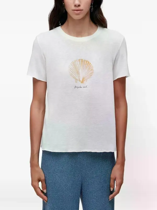 OSKLEN Shell-print Raw-edge T-shirt