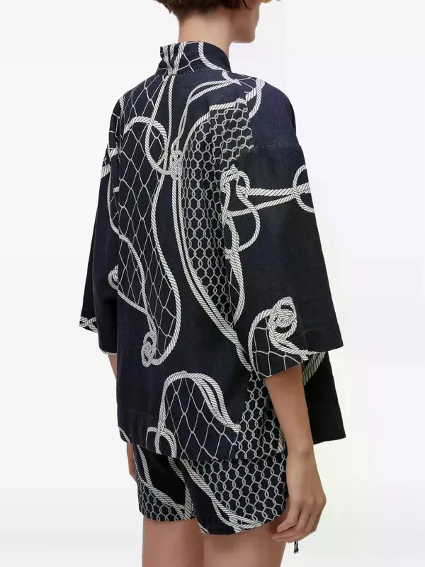 OSKLEN Rope-print Kimono With Knot Detail