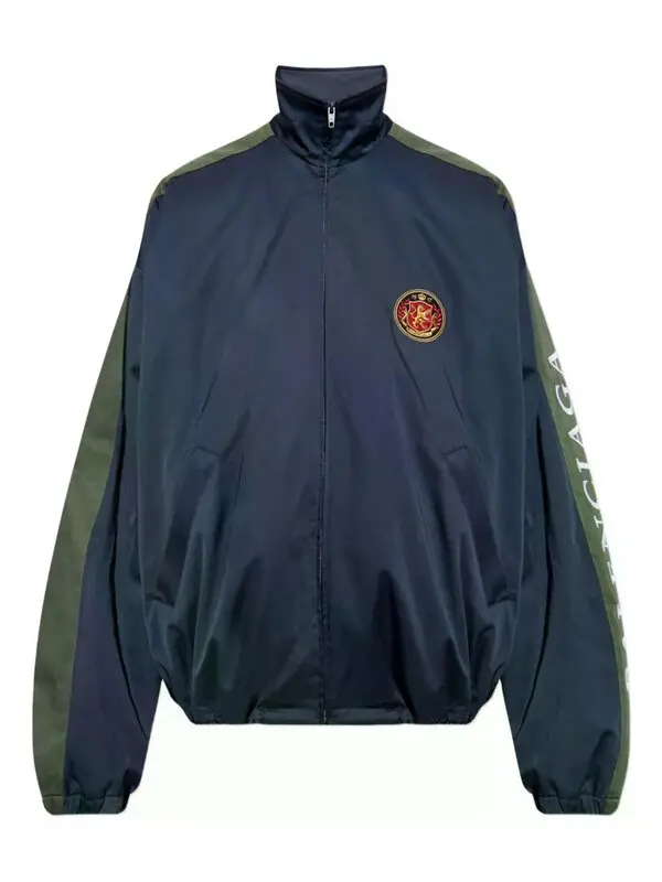 Balenciaga Logo Patch Bomber Jacket - Blue