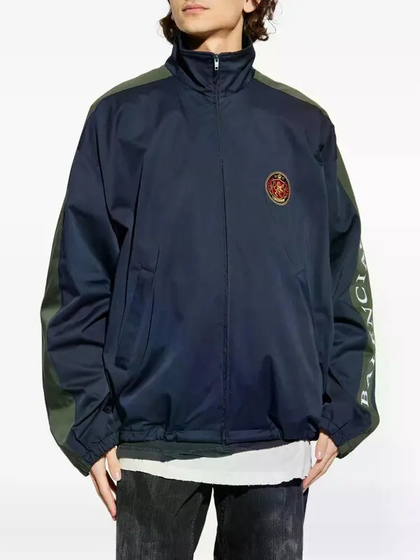 Balenciaga Logo Patch Bomber Jacket - Blue