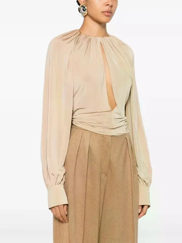 FERRAGAMO Gathered Long-sleeve Blouse