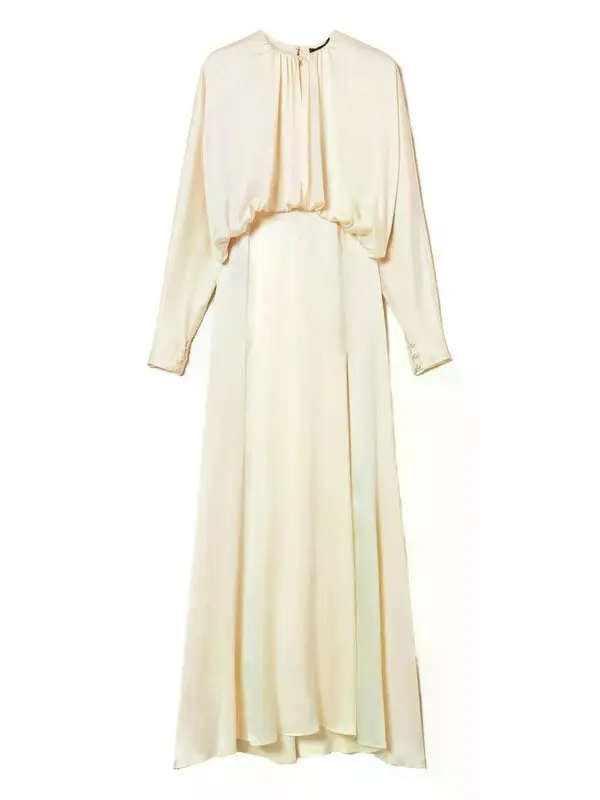 Twinset Gathered-bodice Satin Long Dress - Neutrals