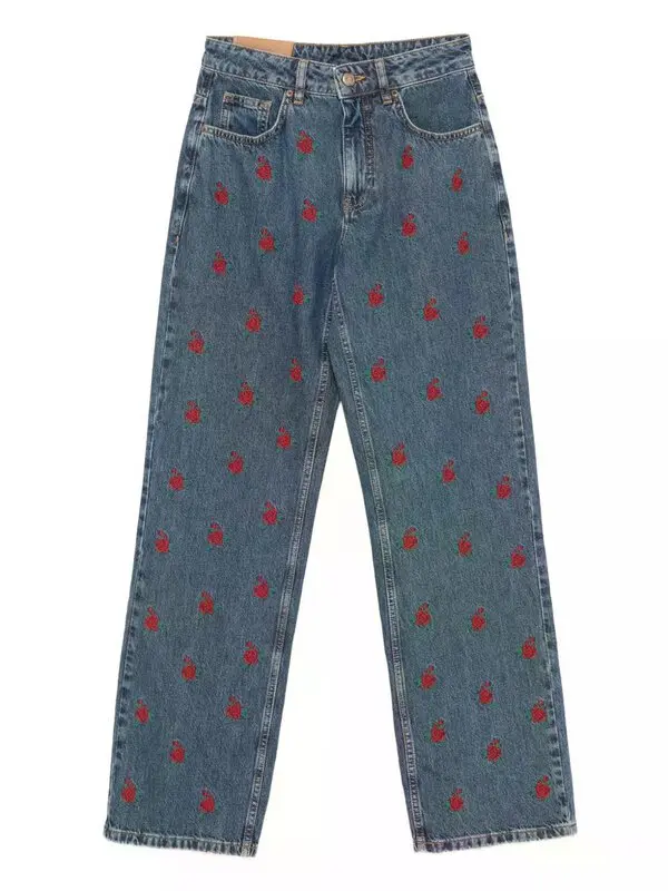 Farm Rio Floral Embroidered Jeans