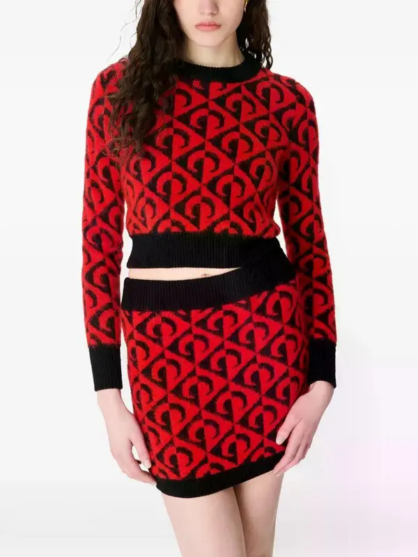 MARINE SERRE Moon Lozenge-knit Mini Skirt