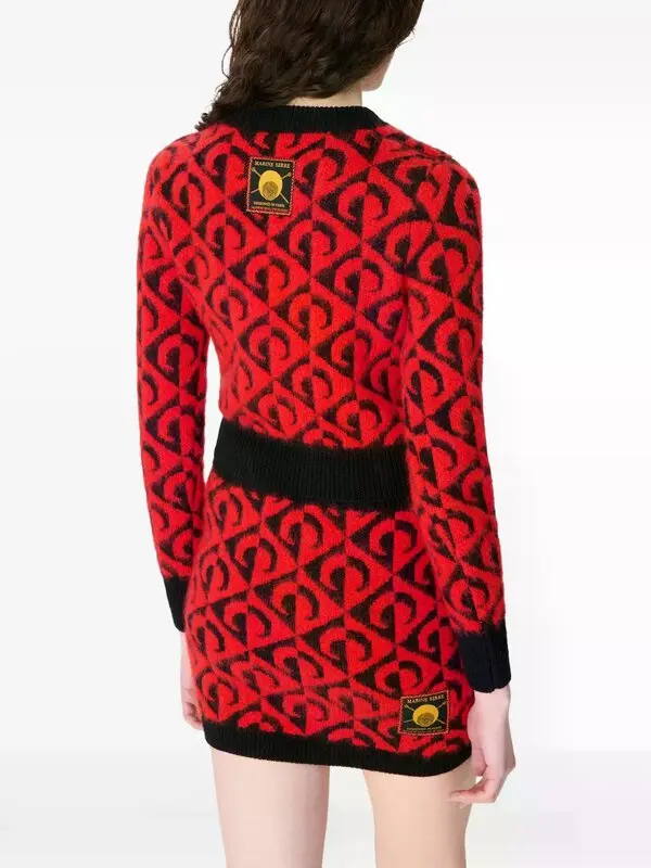 MARINE SERRE Moon Lozenge-knit Mini Skirt