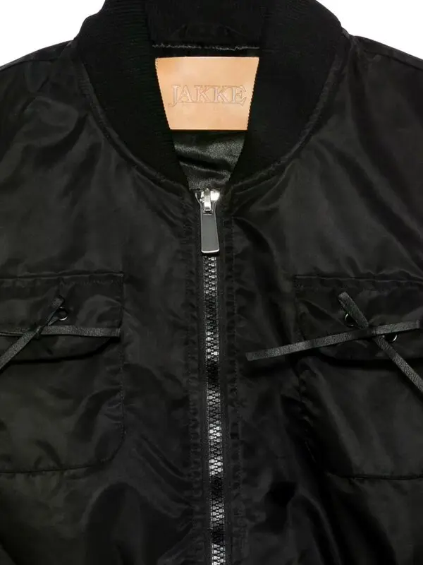 JAKKE Faux-fur Trim Bomber Jacket - Black