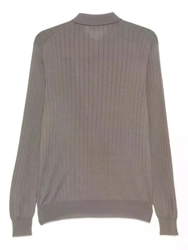 DELL'OGLIO Ribbed Polo Shirt - Grey