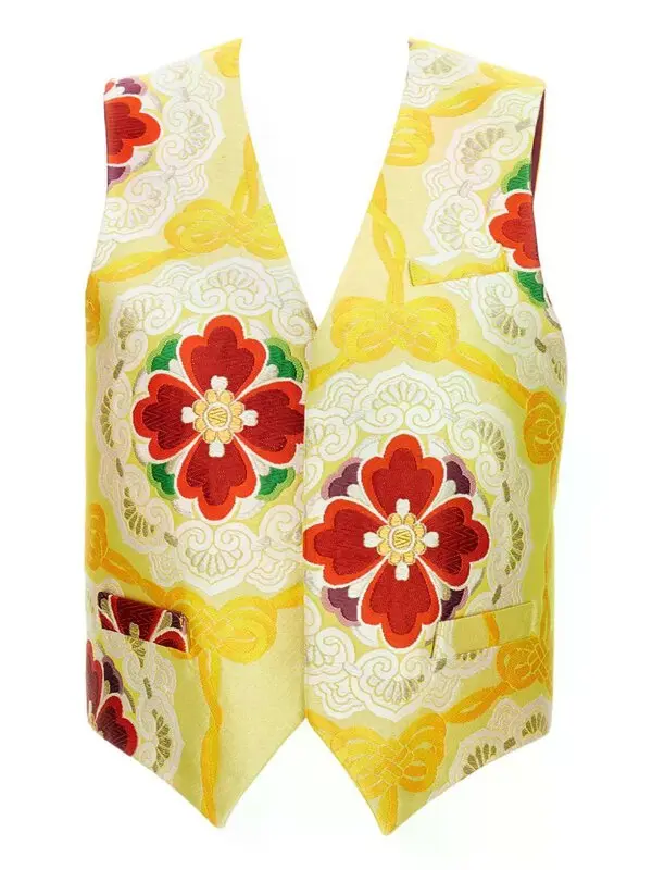 IRIE' Floral Pattern Waistcoat - Yellow