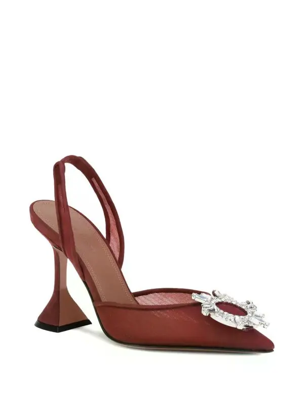 Amina Muaddi 95mm Begum Crystal-embellished Heeled Sandals - Red