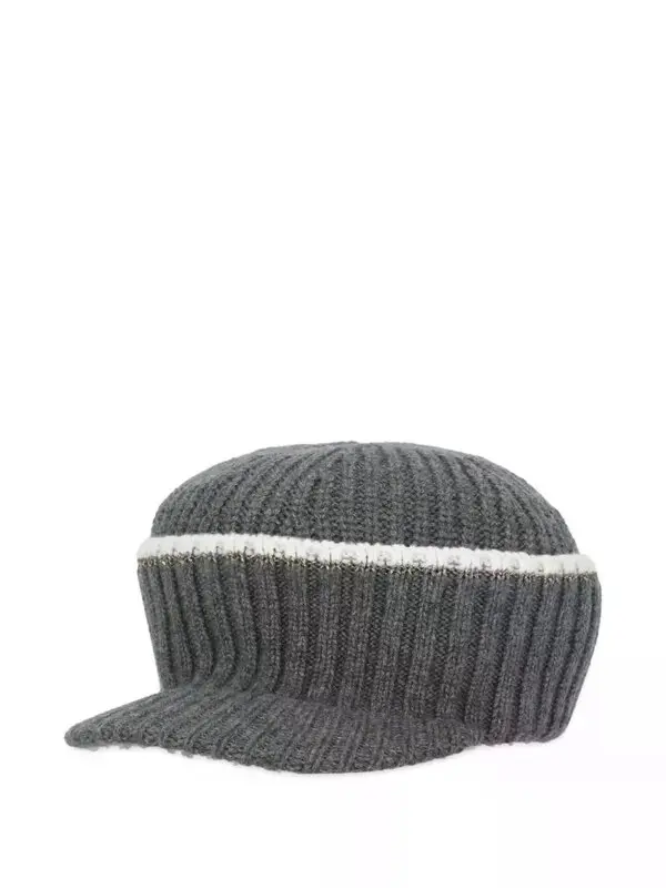 Brunello Cucinelli Ribbed Trim Cap - Grey
