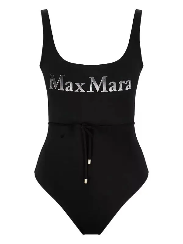 Max Mara Carisma Logo-print Swimsuit - Black