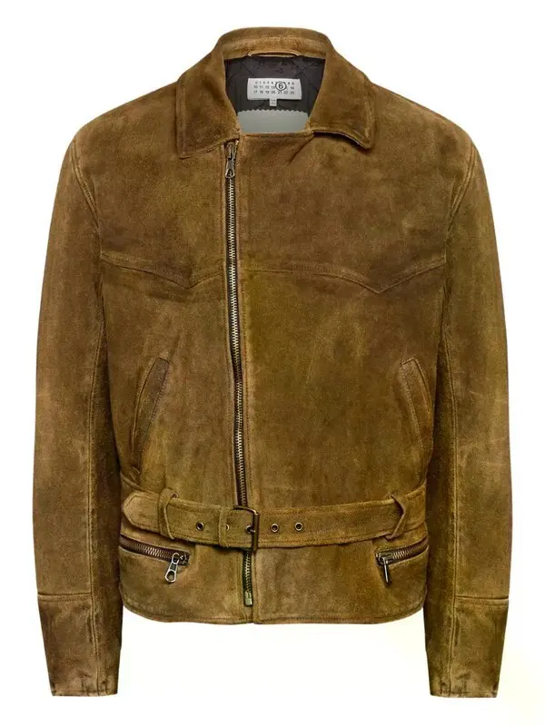 MAISON MARGIELA Belted Asymmetrical-zip Leather Jacket