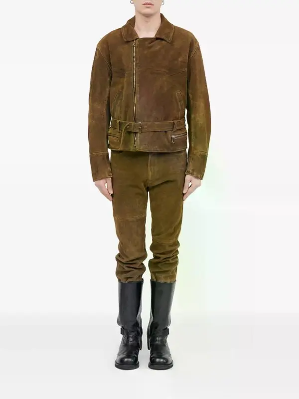 MAISON MARGIELA Belted Asymmetrical-zip Leather Jacket