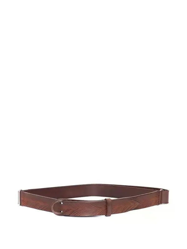 ORTIGNI Textured Leather Belt - Brown