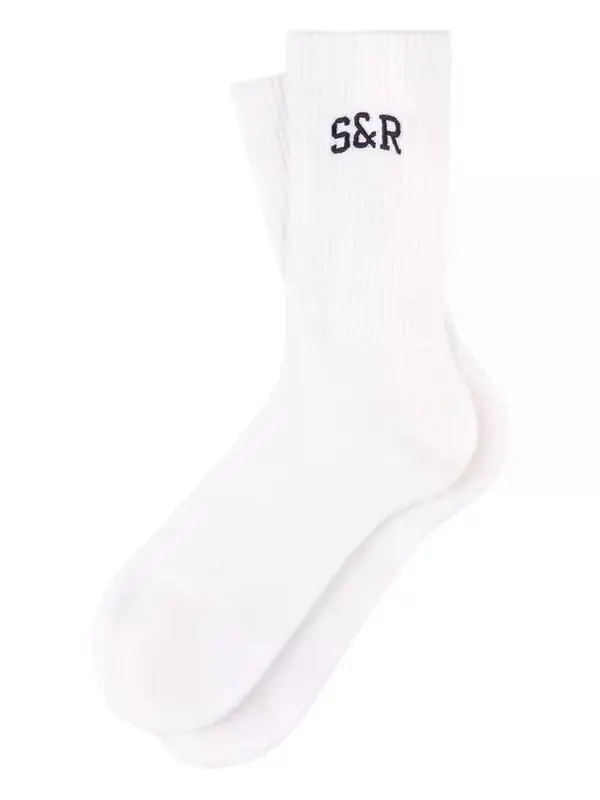 SPORTY & RICH Logo Socks - White