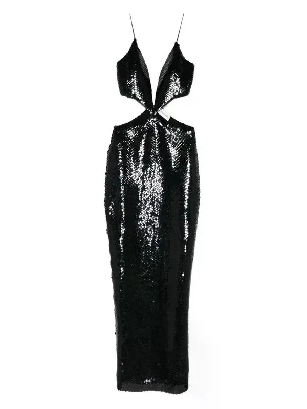 MONOT Sequin Cutout Maxi Dress
