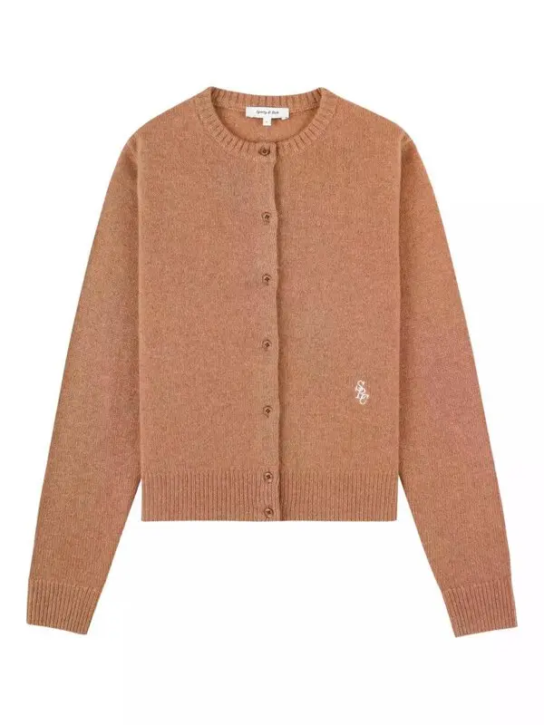 SPORTY & RICH Button Cardigan With Embroidery - Brown
