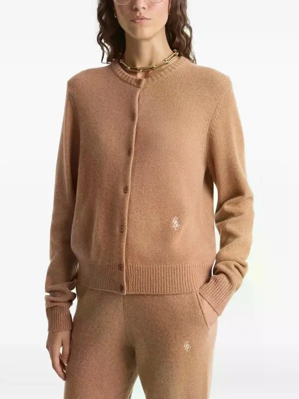 SPORTY & RICH Button Cardigan With Embroidery - Brown
