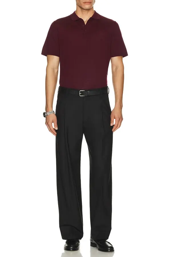 Onia Extra Fine Merino Wool Polo In Wine - Port Wine