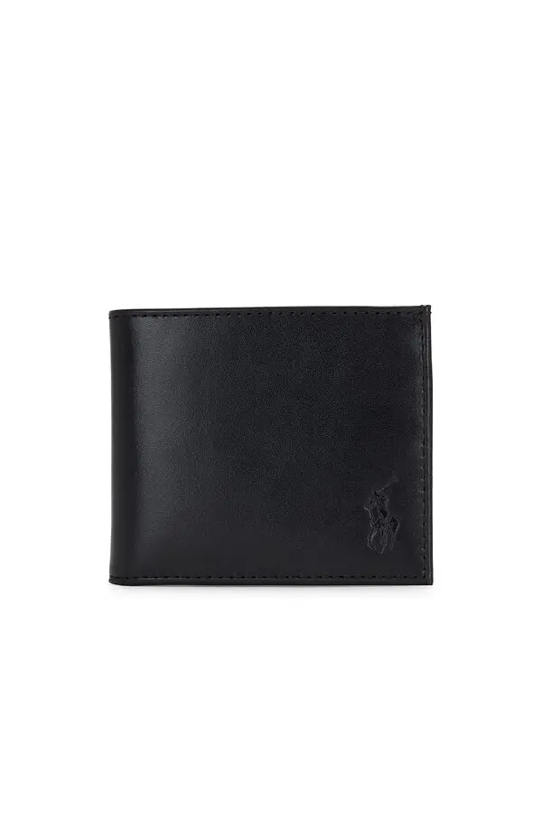 Polo Ralph Lauren Burnished Leather Billfold Wallet - Black