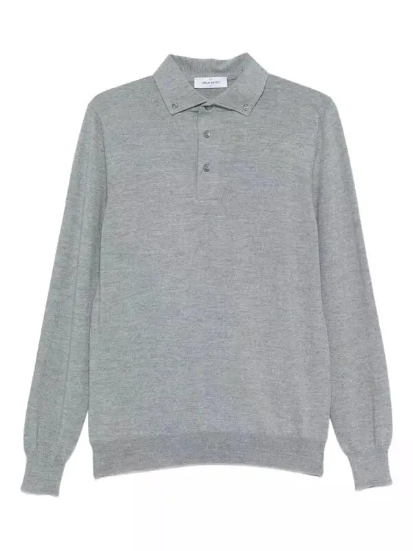 GRAN SASSO Buttoned Long-sleeve Polo Shirt - Grey