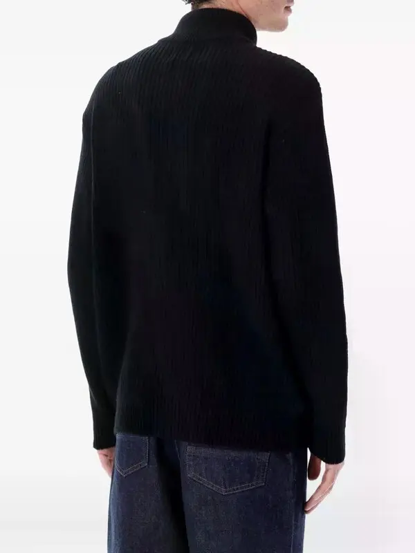 Colorful Standard Ribbed Half-zip Sweater - Black