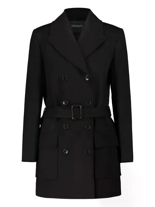 DRHOPE Belted Double-breasted Coat
