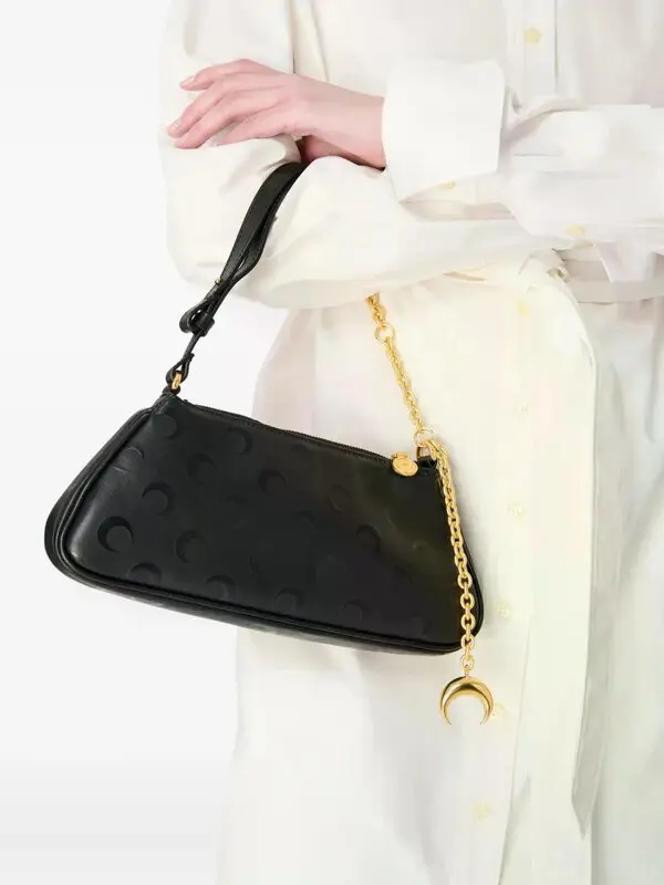 MARINE SERRE Moon Embossed Chain Shoulder Bag - Black