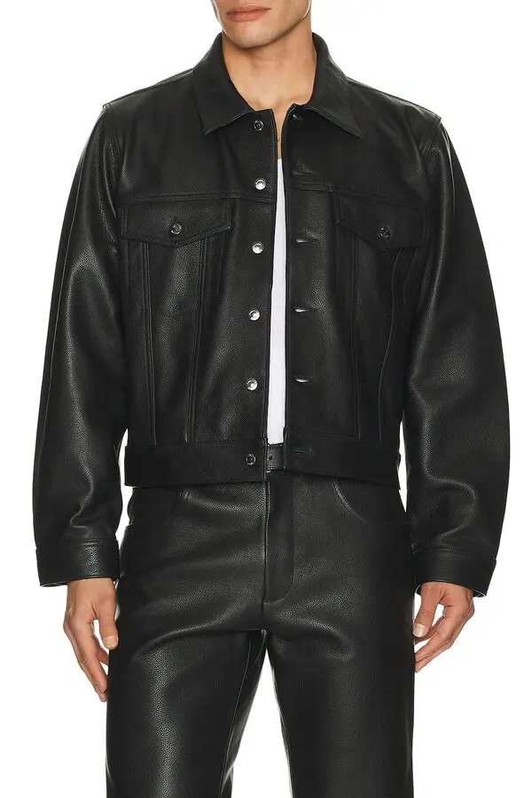 MIDNIGHT RODEO Leather Trucker Jacket