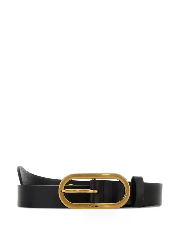 Miu Miu Oval-buckle Leather Belt - Black