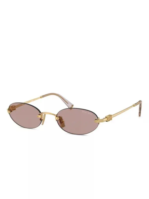 Miu Miu Oval-frame Sunglasses - Gold
