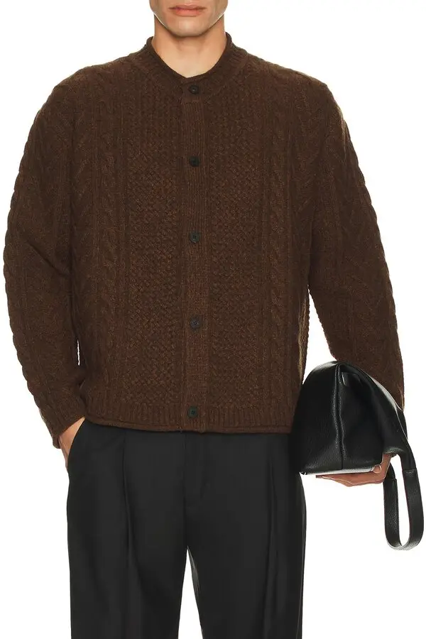 LE17SEPTEMBRE Twisted Round Neck Cardigan - Dark Brown