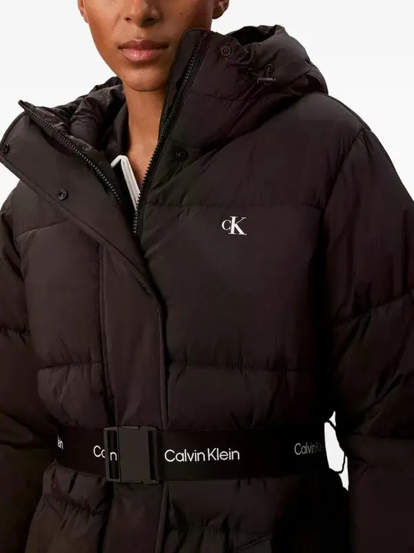 Calvin Klein Hooded Belted Coat
