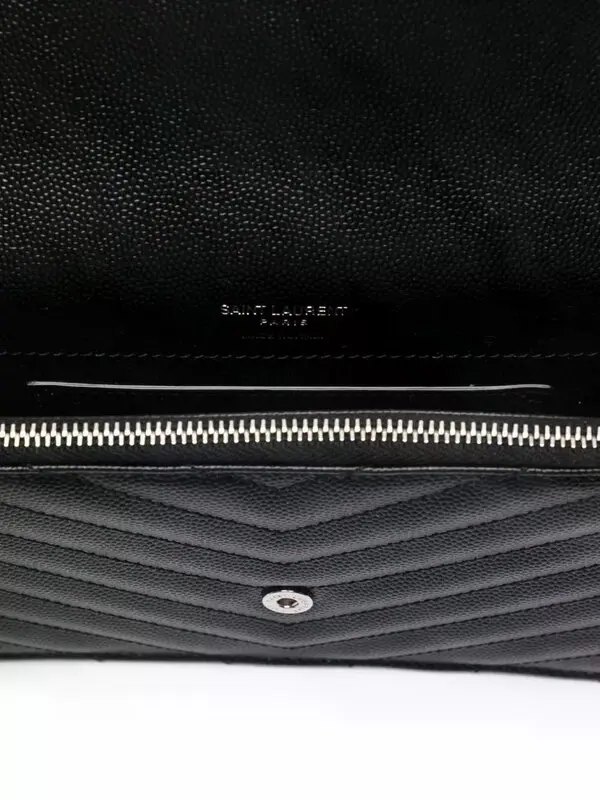 Saint Laurent Chevron Chain Clutch Bag - Black