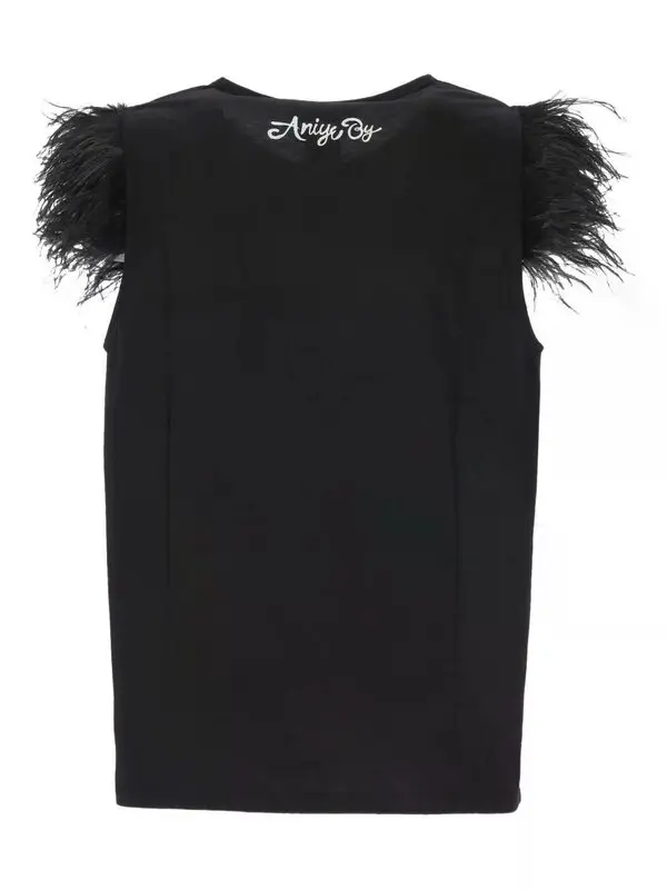ANIYE BY Printed T-shirt With Feather Trim