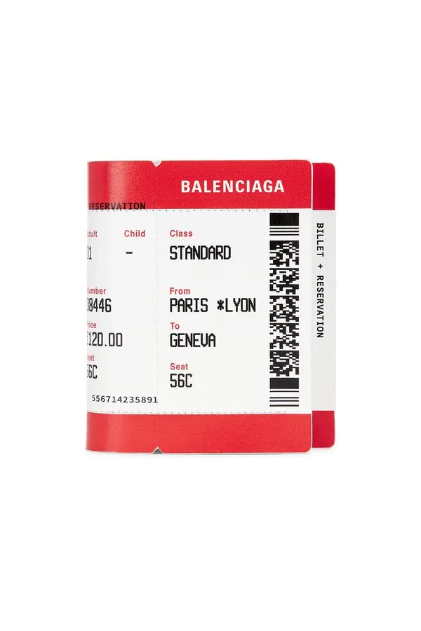 Balenciaga Boarding Pass Wallet In Red - Red & White