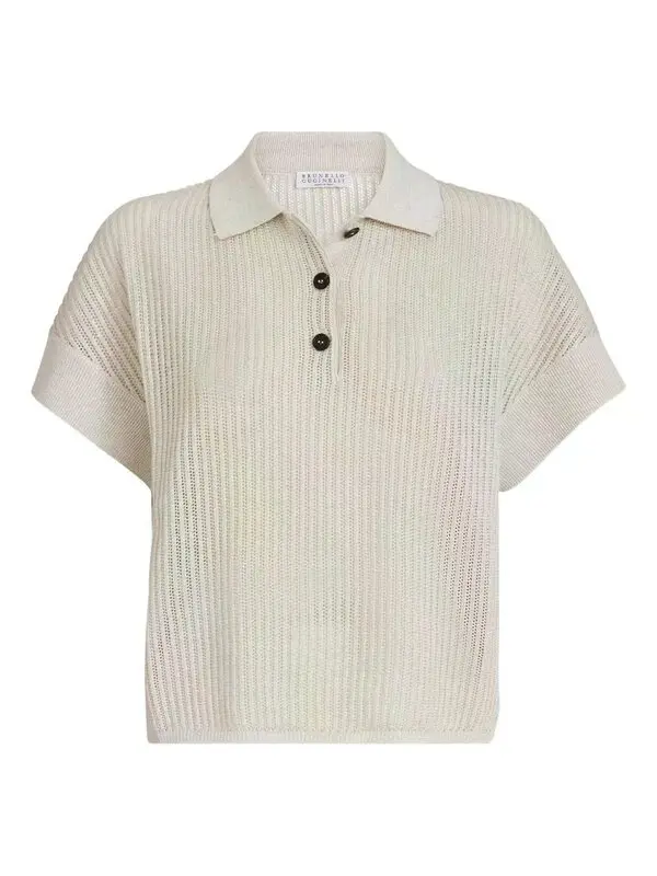 Brunello Cucinelli Ribbed Polo Top