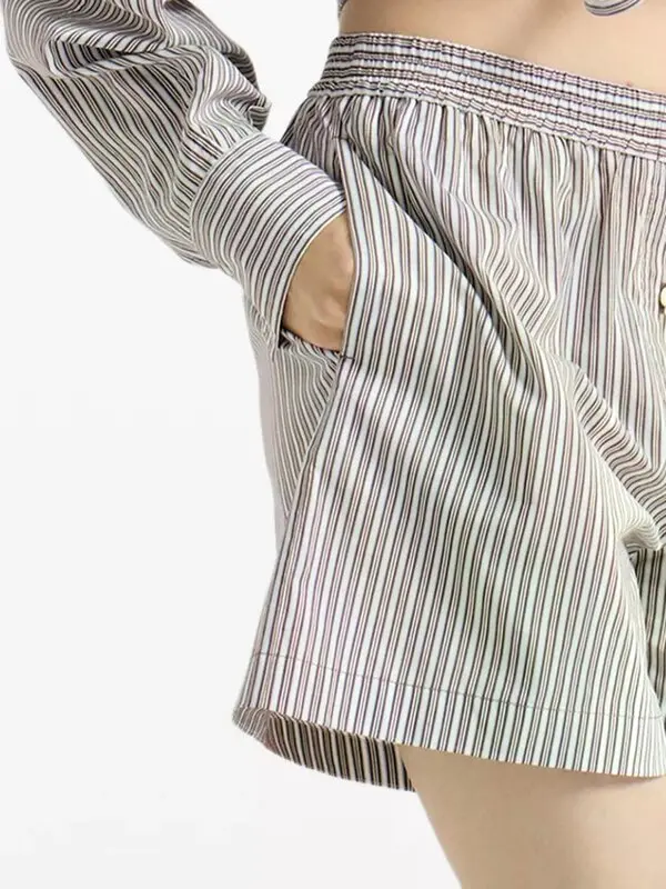 Brunello Cucinelli Striped Shorts With Monili Detail - White