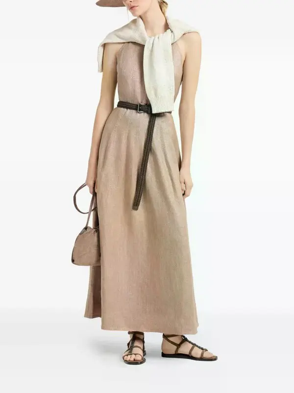Brunello Cucinelli Maxi Sparkling-twill Dress