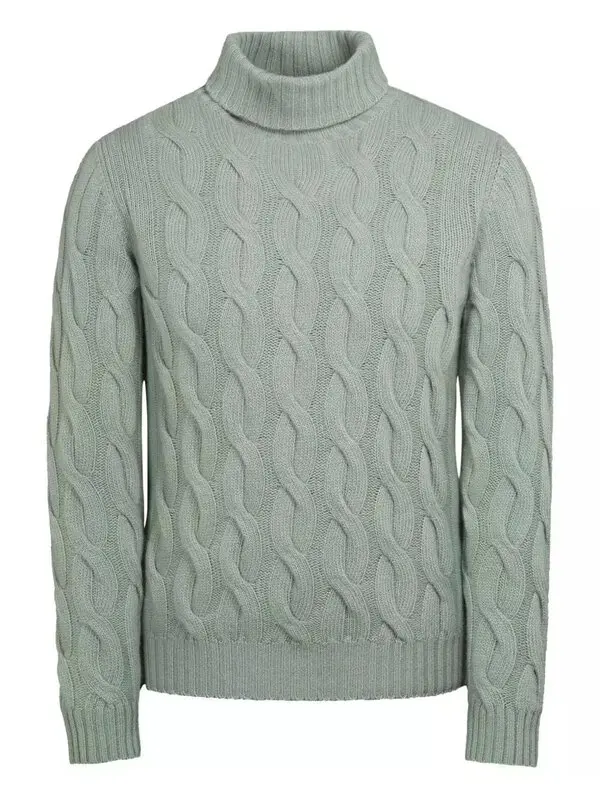 MOORER Cable-knit Roll-neck Sweater
