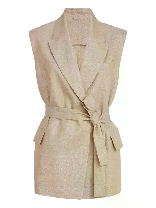 Brunello Cucinelli Linen Belted Vest - Neutrals