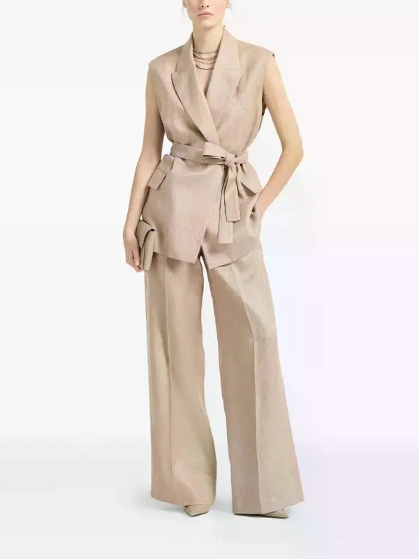 Brunello Cucinelli Linen Belted Vest - Neutrals