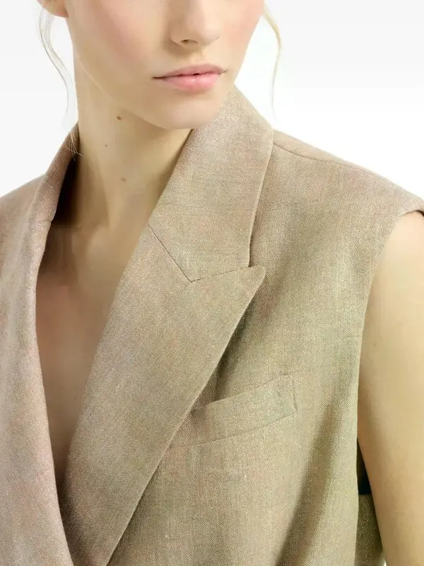 Brunello Cucinelli Linen Belted Vest - Neutrals
